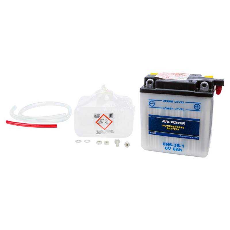 Fire Power Conventional 6V Standard Battery with Acid Pack - 6N6-3B-1