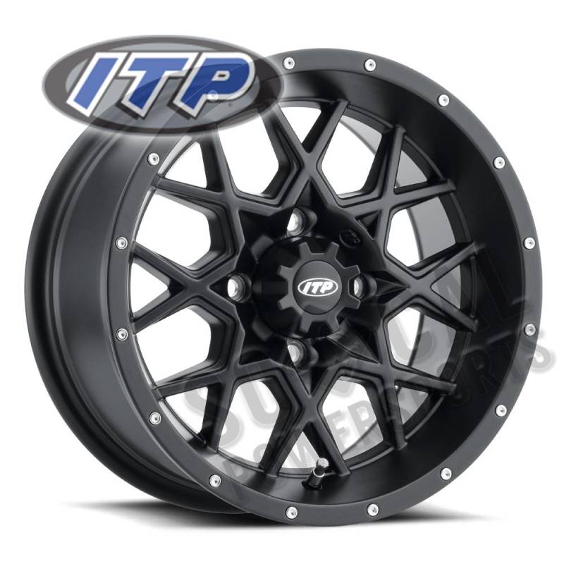 ITP Storm Series Wheel, 12x7, 4+3, 4/156, Hurricane - Matte Black ...